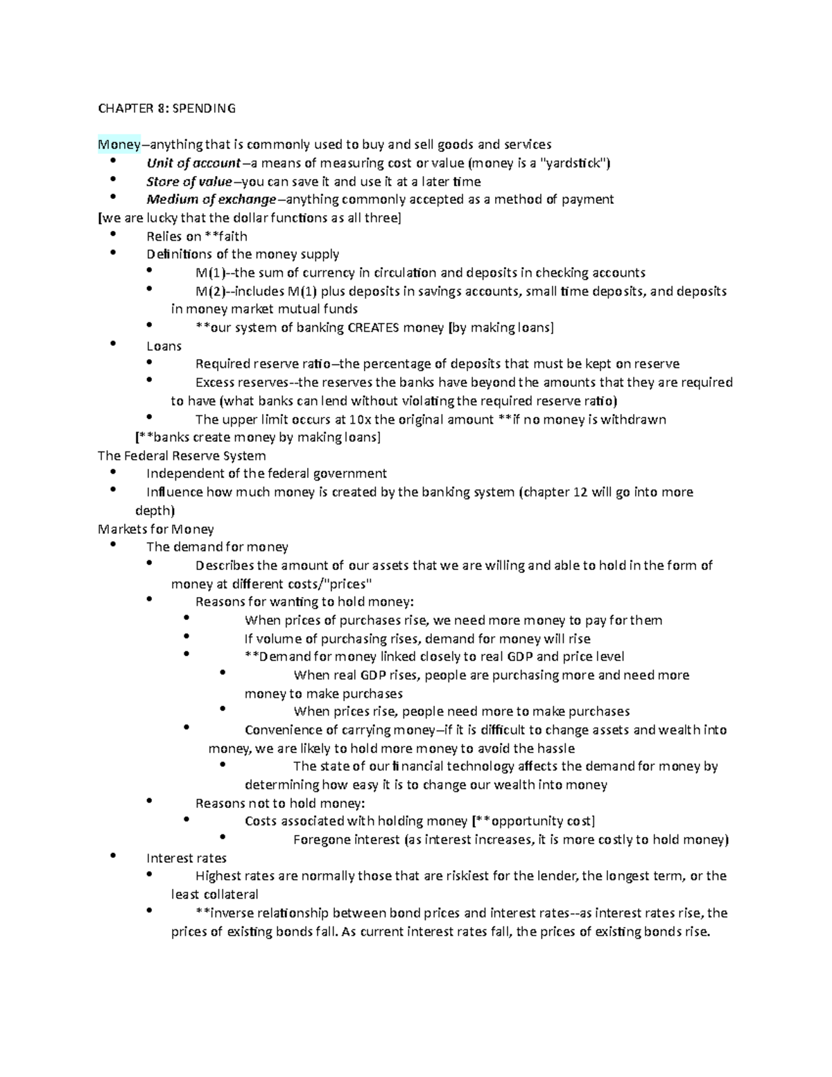 Chapter 8 - Stephen Buckles - CHAPTER 8: SPENDING Money-anything that ...