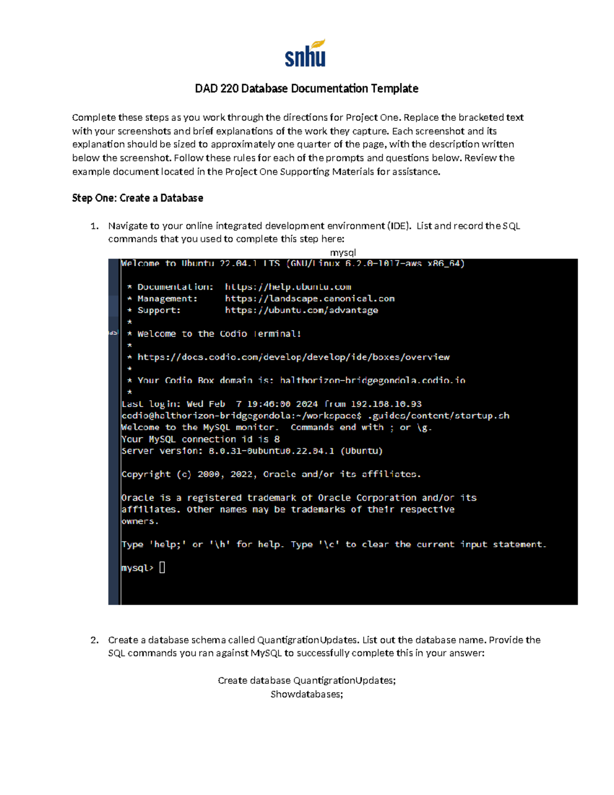 Dad 220 Database Documentation Kavanagh Dad 220 Database Documentation Template Complete These
