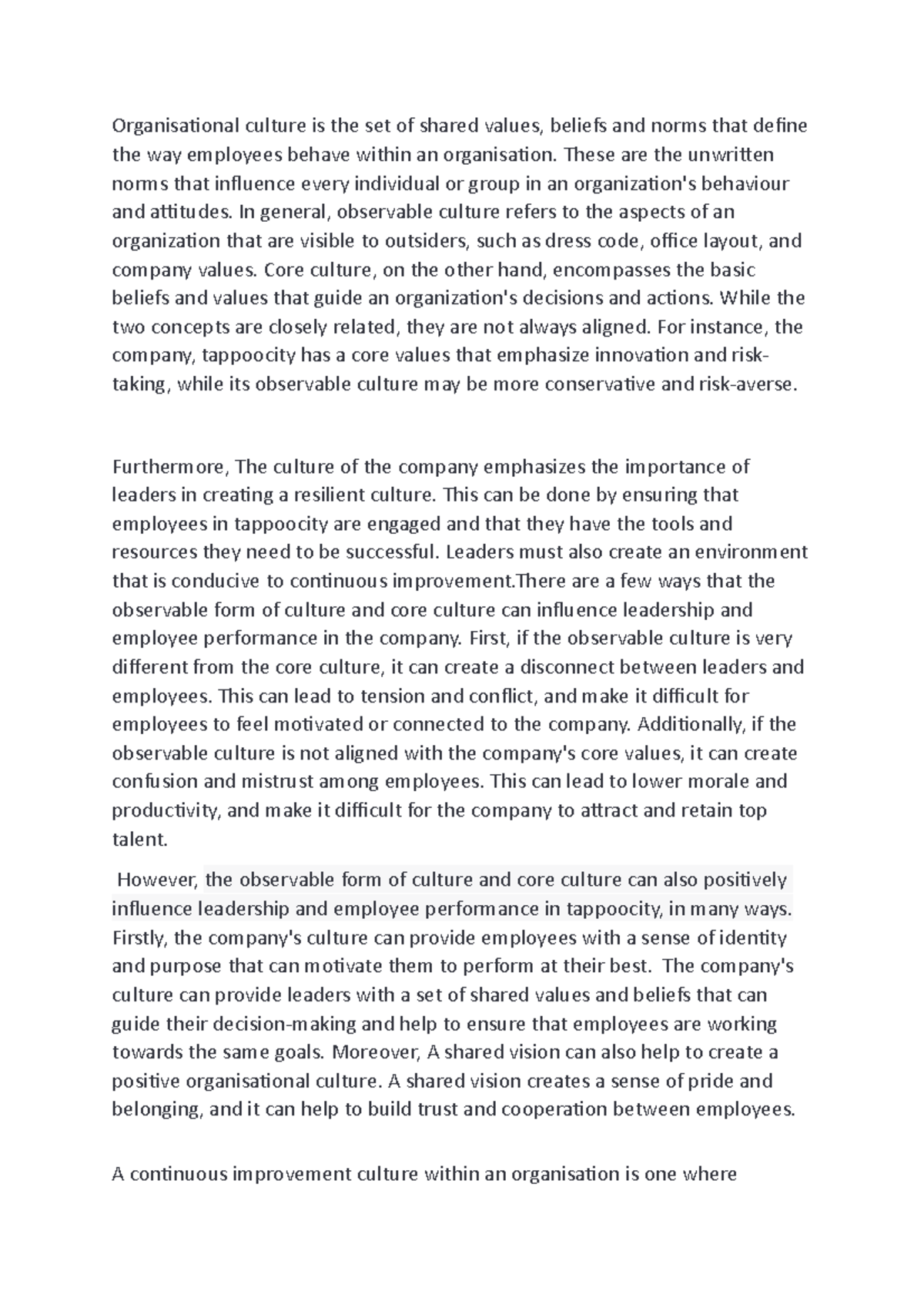 Mg101 kritesh - Organisational culture is the set of shared values ...