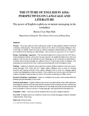 THE PERCEPTION OF THE OFFENSIVENESS OF SWEAR WORDS IN L1 AND L2 AMONG ...