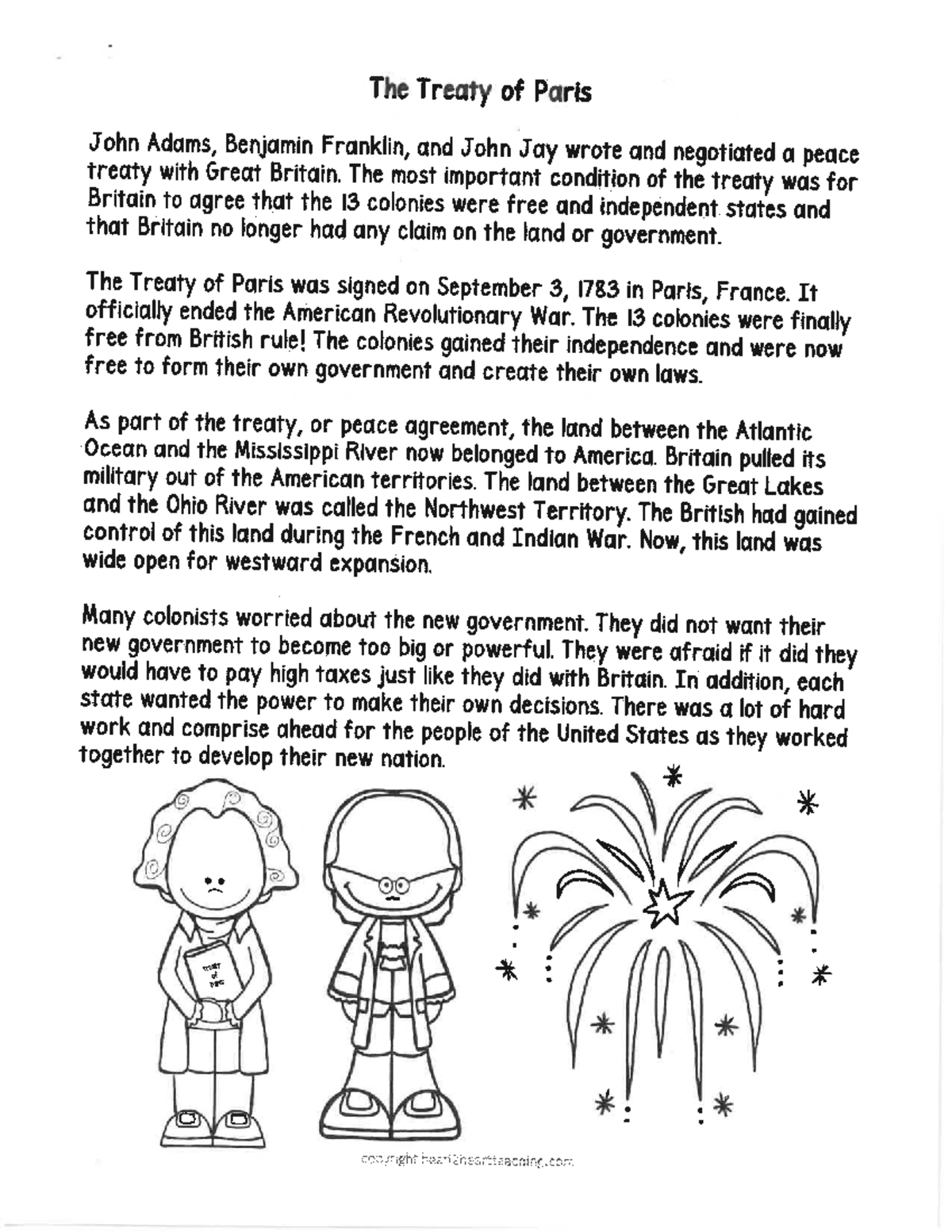 The Treaty of Paris Worksheets - The Treaty of Paris John Adams ...