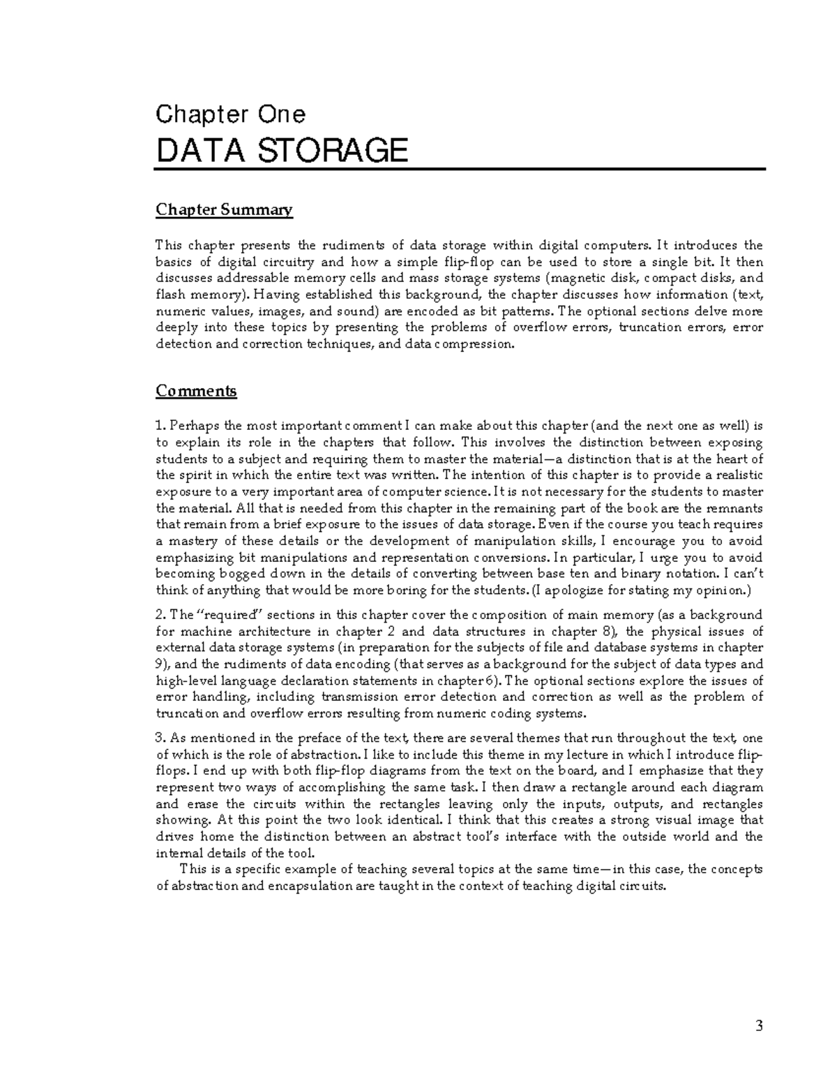 Computer science 13th CH1 solution - Chapter One DATA STORAGE Chapter Summary This chapter ...