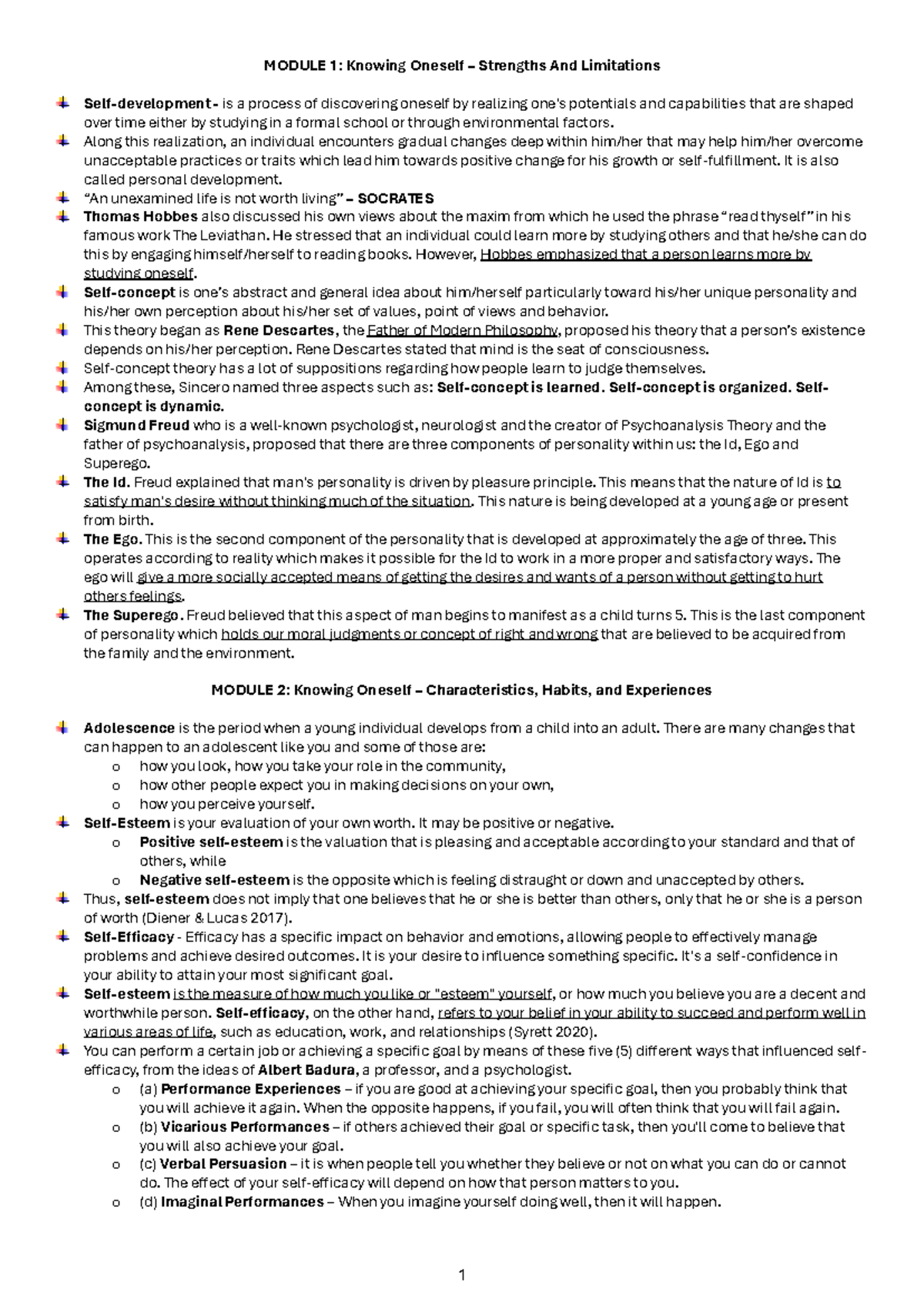 Reviewer 1ST QE Perdev - Yes - MODULE 1: Knowing Oneself – Strengths And Limitations - Studocu