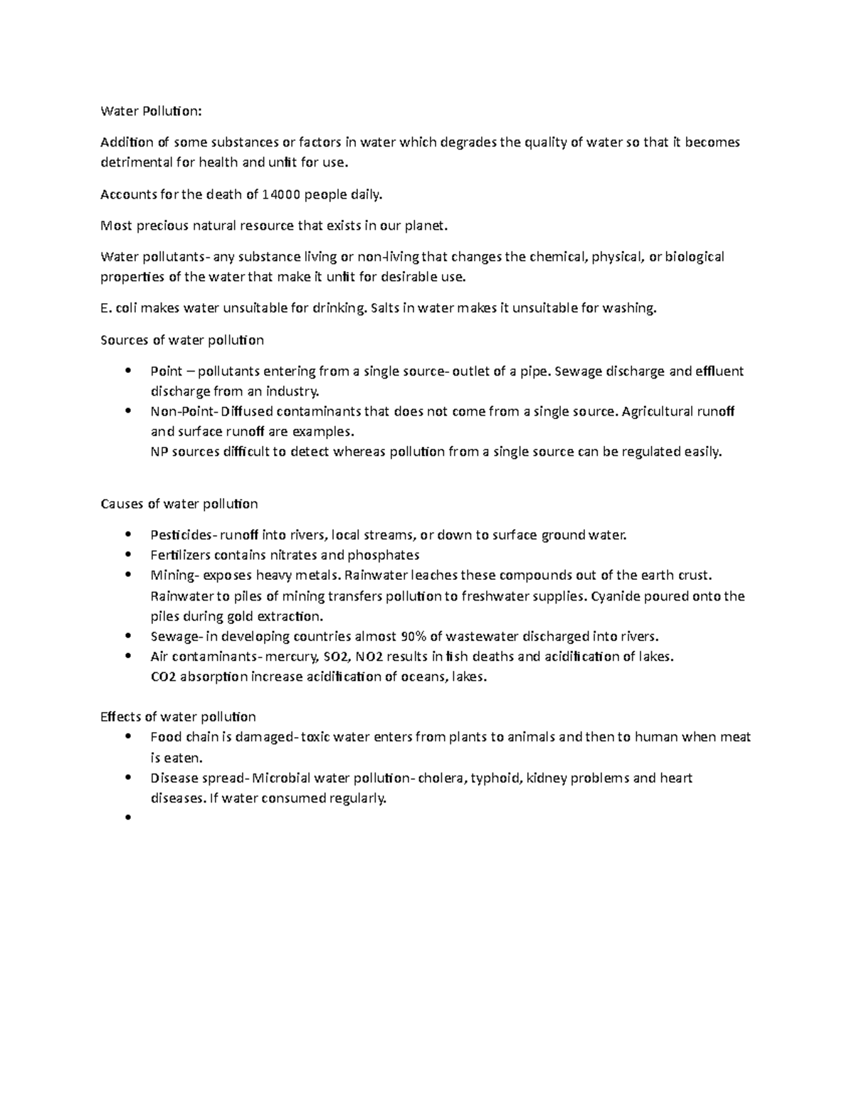 Water Pollution - Water Pollution: Addition of some substances or ...