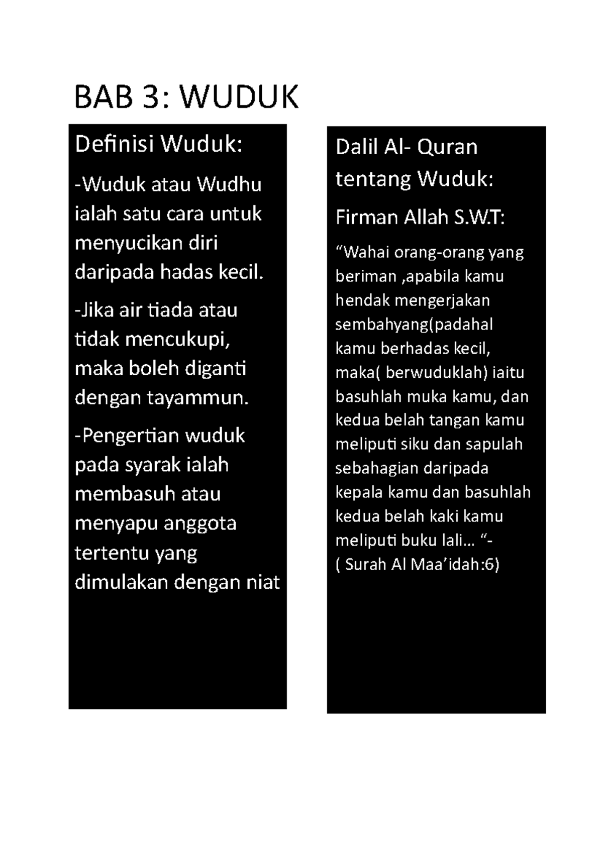 Ctu bab 3 - goood - BAB 3: WUDUK Dalil Al- Quran tentang Wuduk: Firman ...