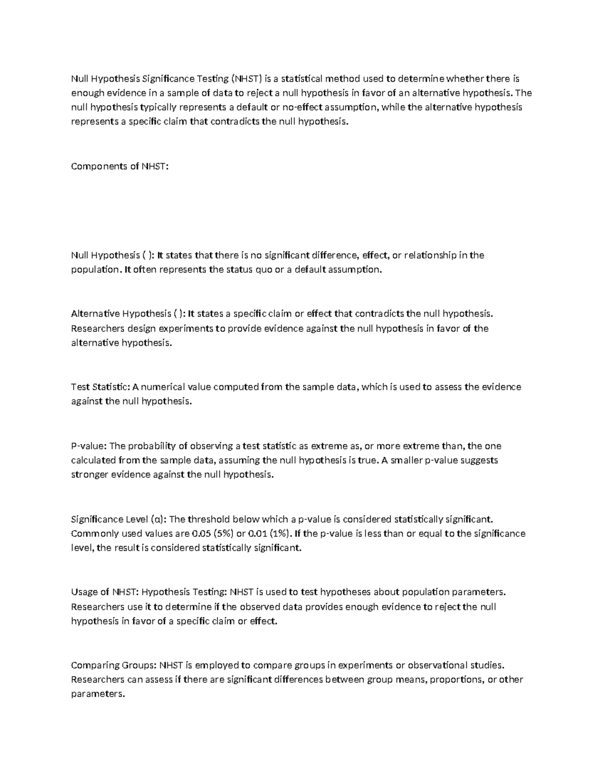 Statistic Home take example - Null Hypothesis Significance Testing ...