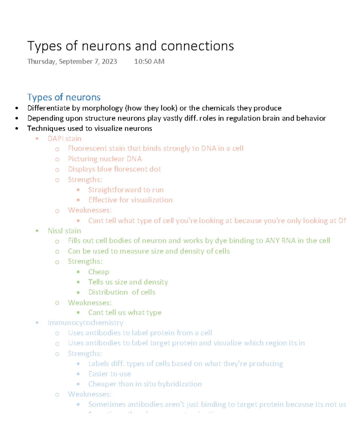 Types of neurons and connections notes PSY209 - Types of neurons ...