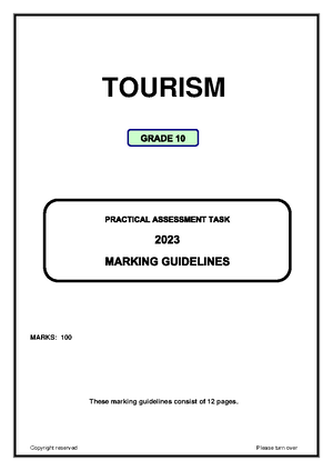 GR 12 Tourism 2023 LAST PUSH Revision Booklet Ecdoe - TOURISM GRADE 12 ...
