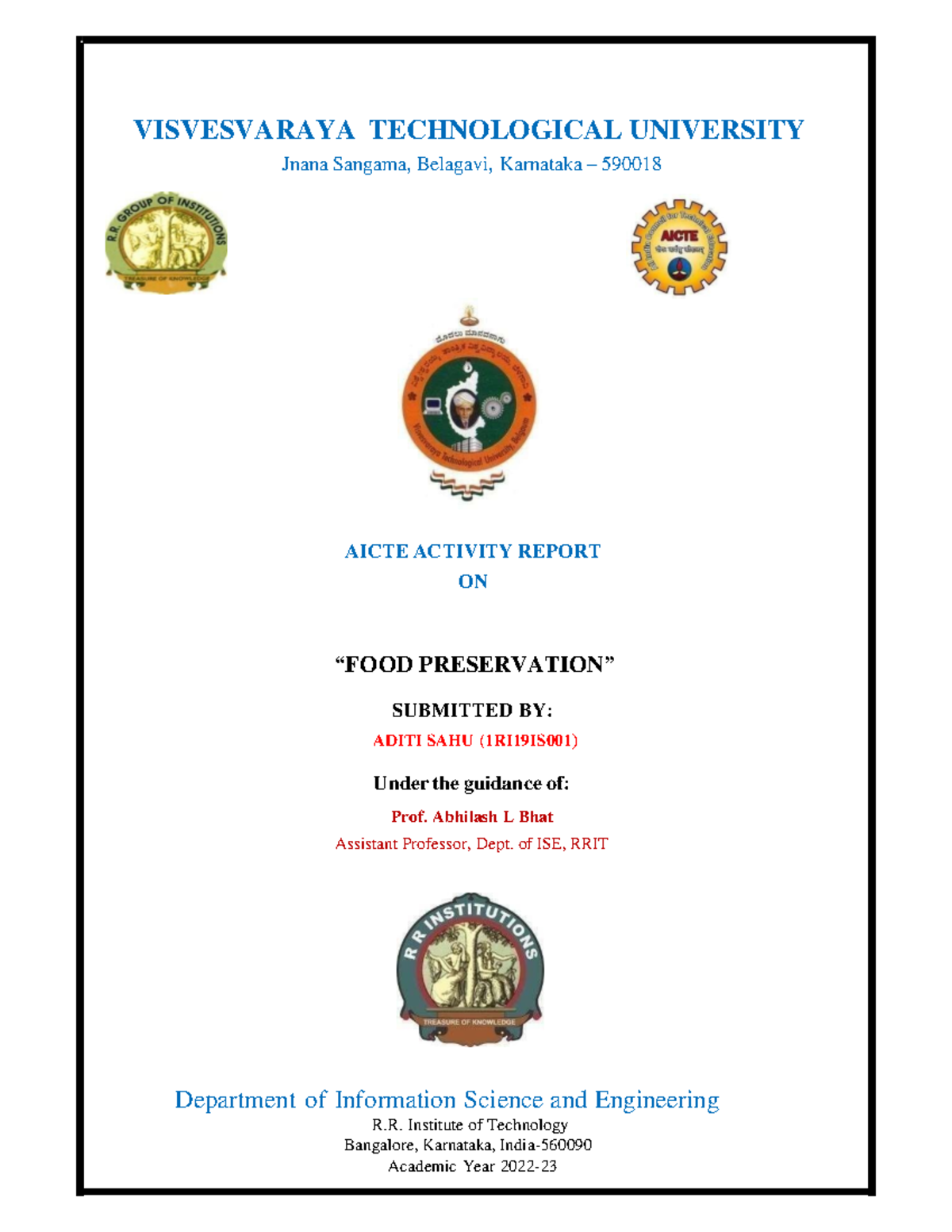 FOOD-2 - AICTE Report - VISVESVARAYA TECHNOLOGICAL UNIVERSITY Jnana ...