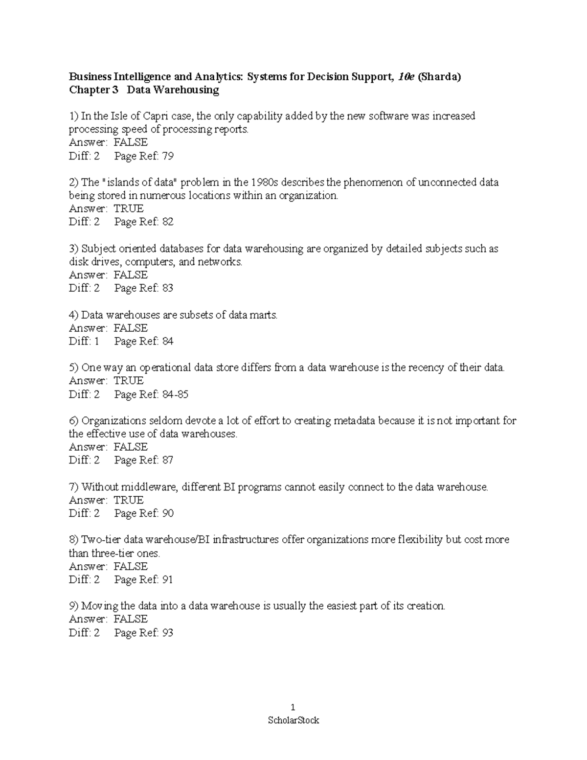 03 - TESTBANK - Business Intelligence and Analytics: Systems for ...