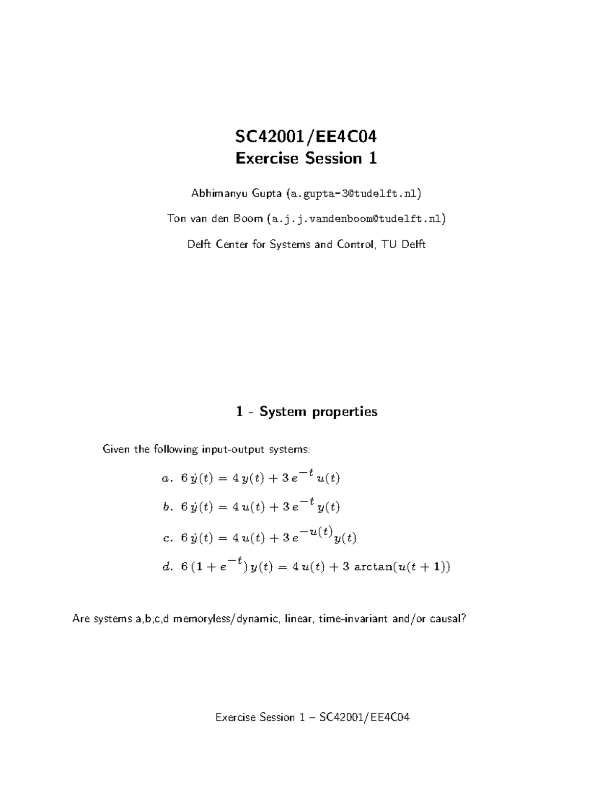 Exercise-1 - This the exercise of the course control system design of ...