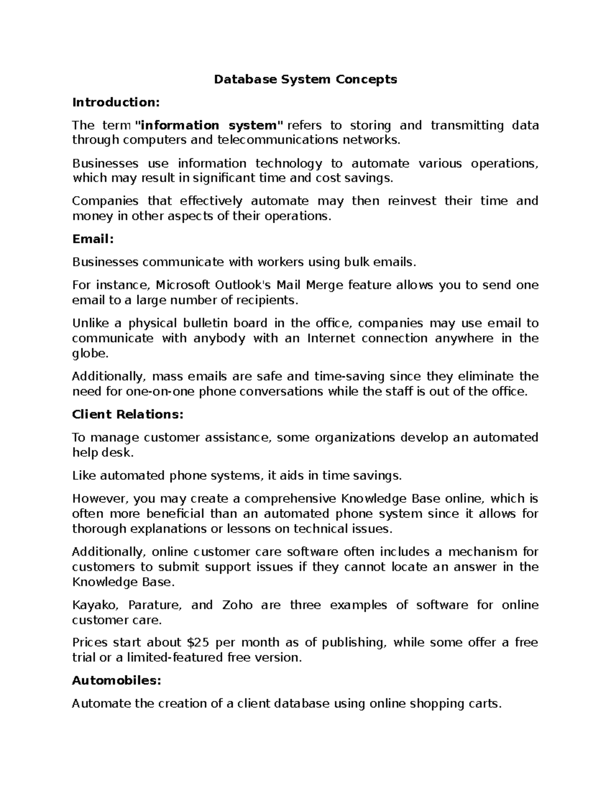 Database System Concepts - Database System Concepts Introduction: The ...