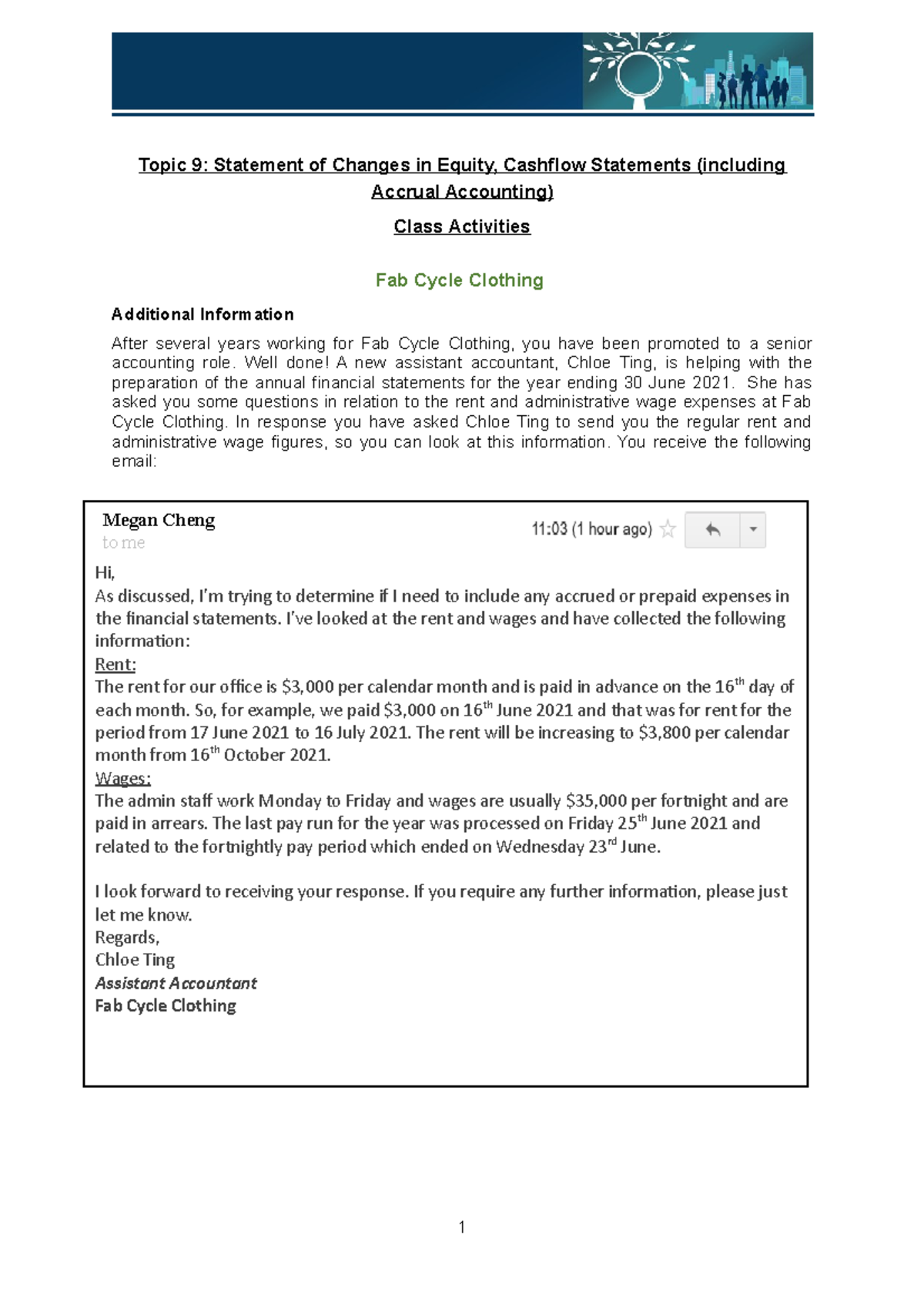 Topic 9 - Class Activities Solutions - Topic 9: Statement of Changes in ...