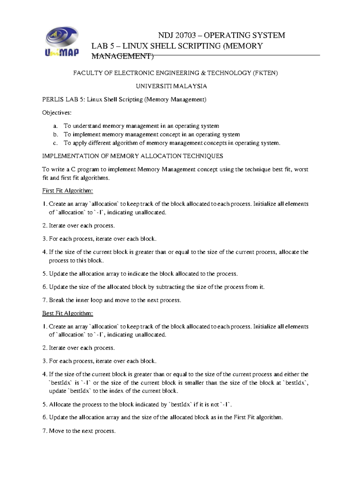 Lab5 OS 222020645 - jnadkjandilam ,xs hkabnx - LAB 5 – LINUX SHELL SCRIPTING (MEMORY MANAGEMENT ...