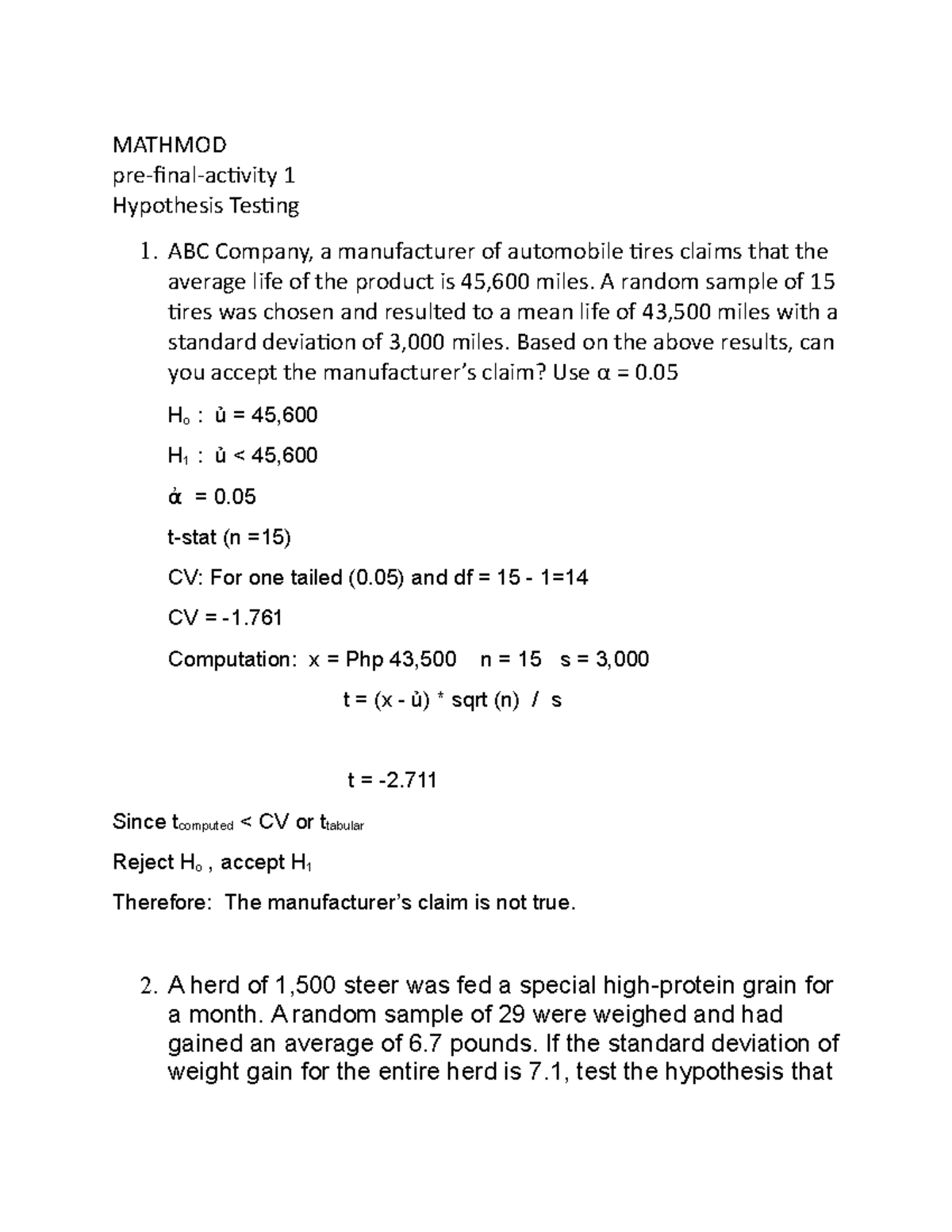 Activity 2 Pre Final MATHMOD Pre final activity 1 Hypothesis Testing activity-2-pre-final-mathmod-pre-final-activity-1-hypothesis-testing