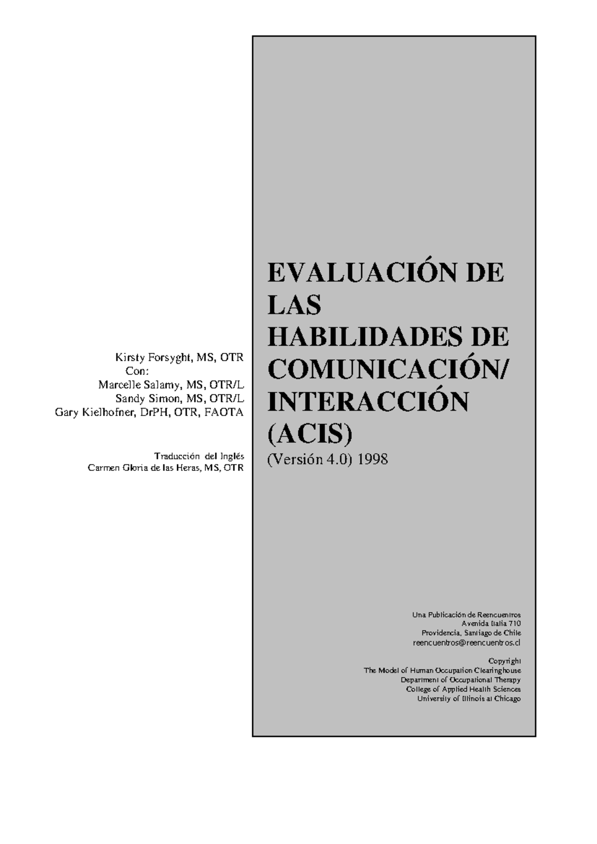 ACIS original - acis - EVALUACIÓN DE LAS HABILIDADES DE COMUNICACIÓN ...