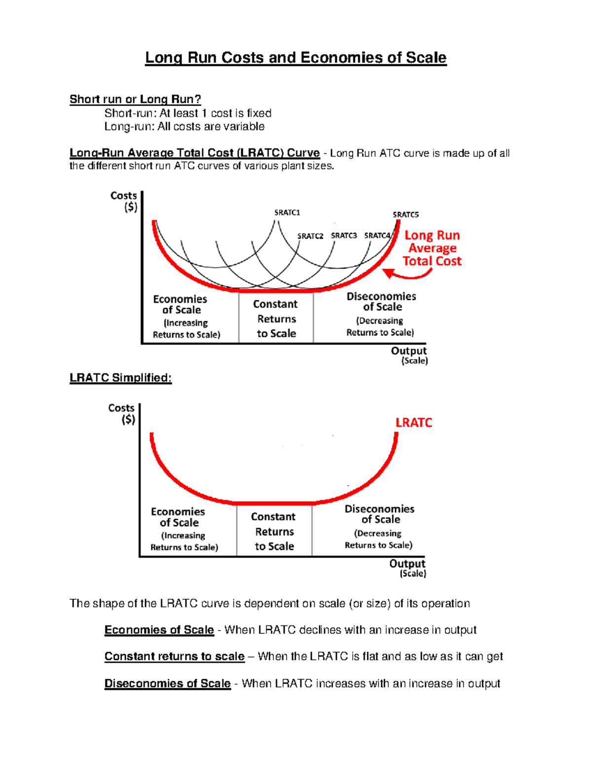 Long-Run+Costs+Notes - Long Run Costs and Economies of Scale Short run ...