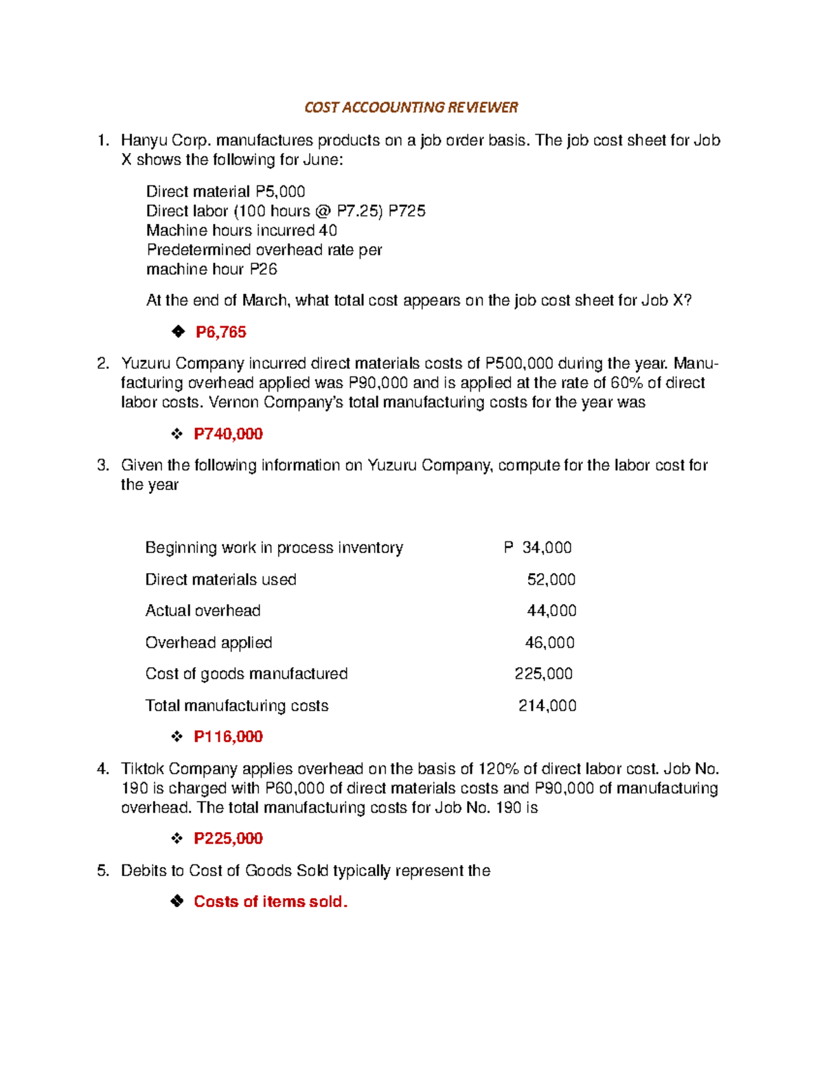 COST Accoounting Reviewer - Copy - COST ACCOOUNTING REVIEWER 1 Corp ...