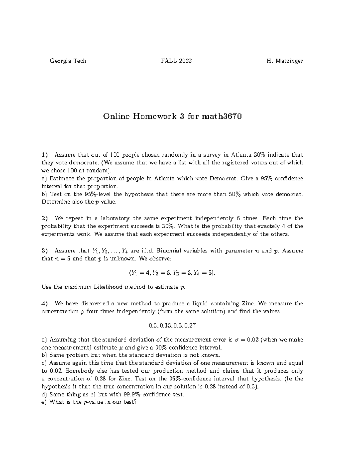 Homeworkthree - Homework Assignment - Georgia Tech FALL 2022 H ...