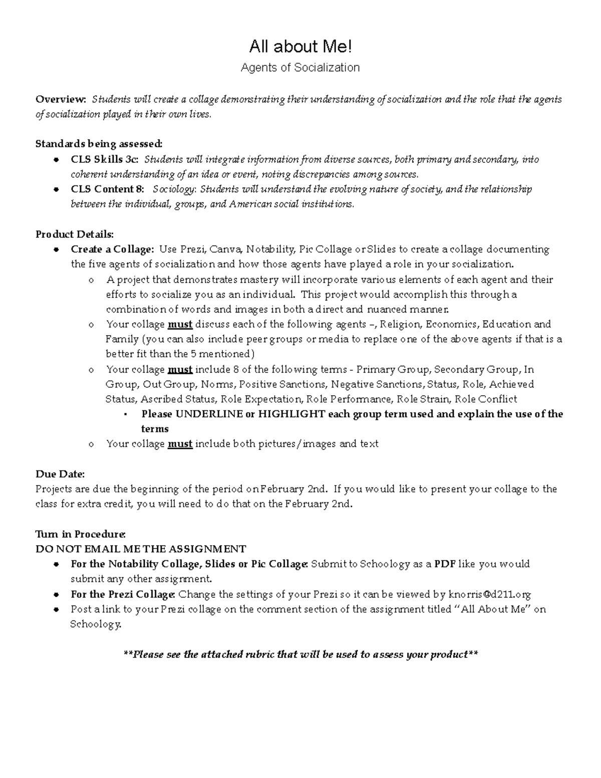 All about Me Spring 2023.docx - All about Me! Agents of Socialization ...