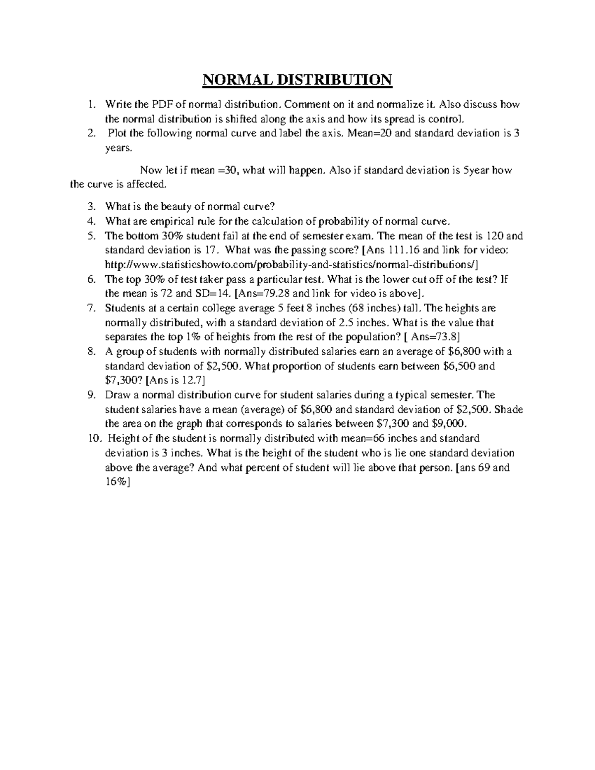 Normal Distribution - Lecture notes lecture 8,9 - NORMAL DISTRIBUTION ...