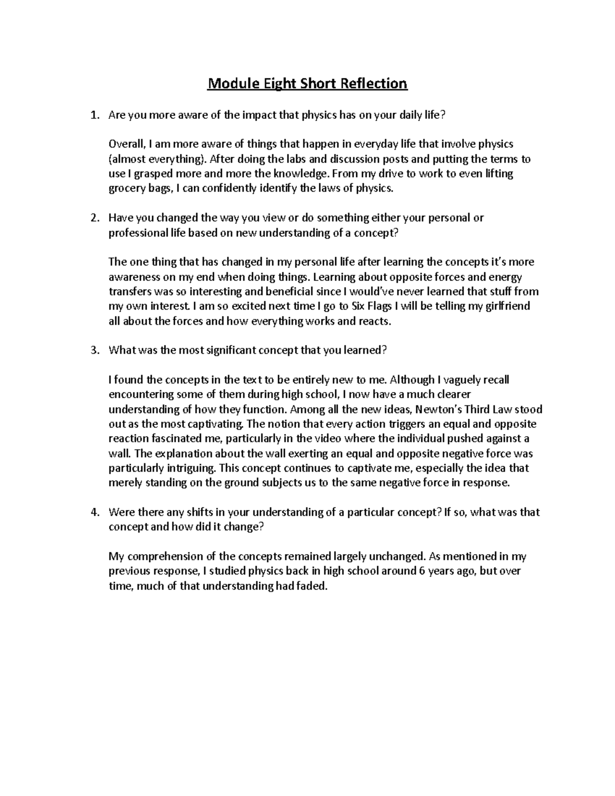 Module Eight Short Reflection - Are you more aware of the impact that ...