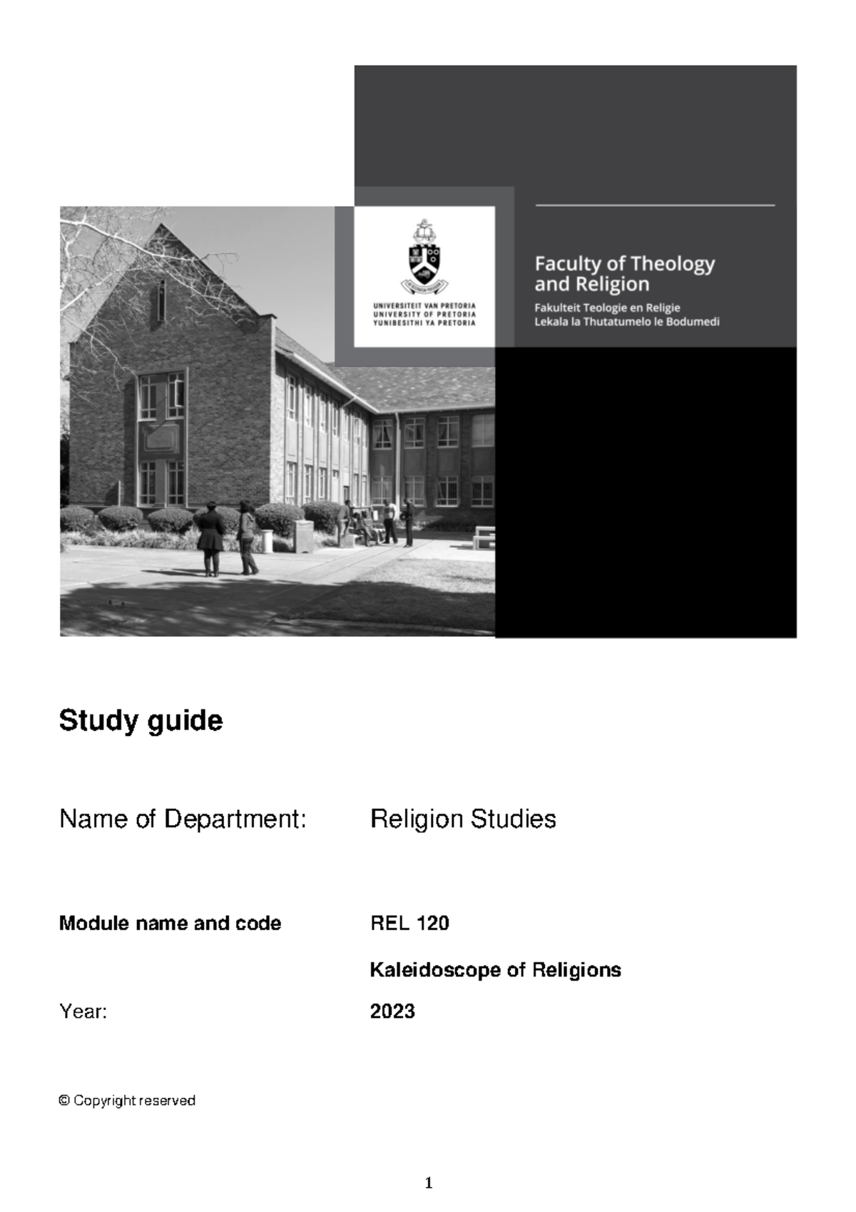 Study Guide REL120 2023 - Study guide Name of Department: Religion ...