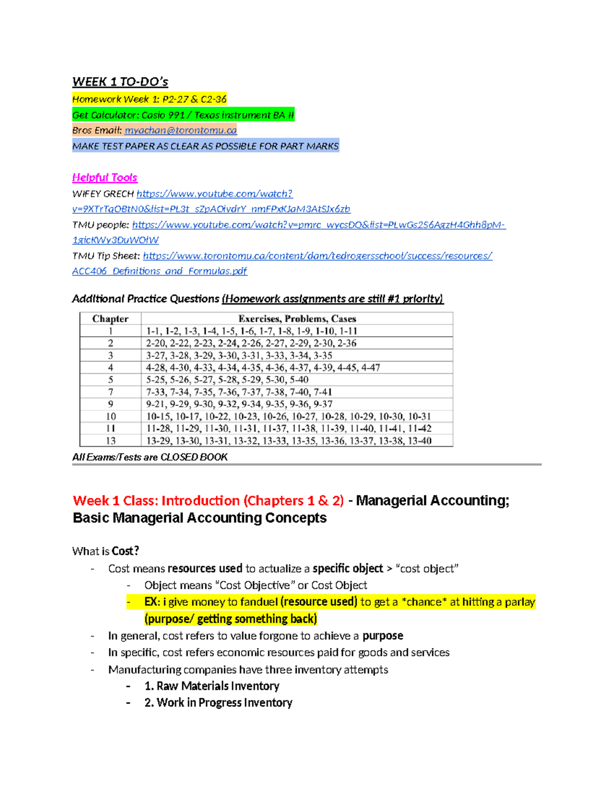 Notes - ACC 406 TUE - 1-5 - WEEK 1 TO-DO’s Homework Week 1: P2-27 & C2 ...