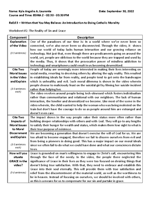 Laurente, Kyla Angelie - Personal Reflection 1 - Name: Kyla Angelie A ...