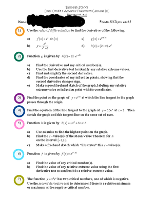 Exam 3 Practice Problems - ball high school a. & d. calculus bc exam #3 ...