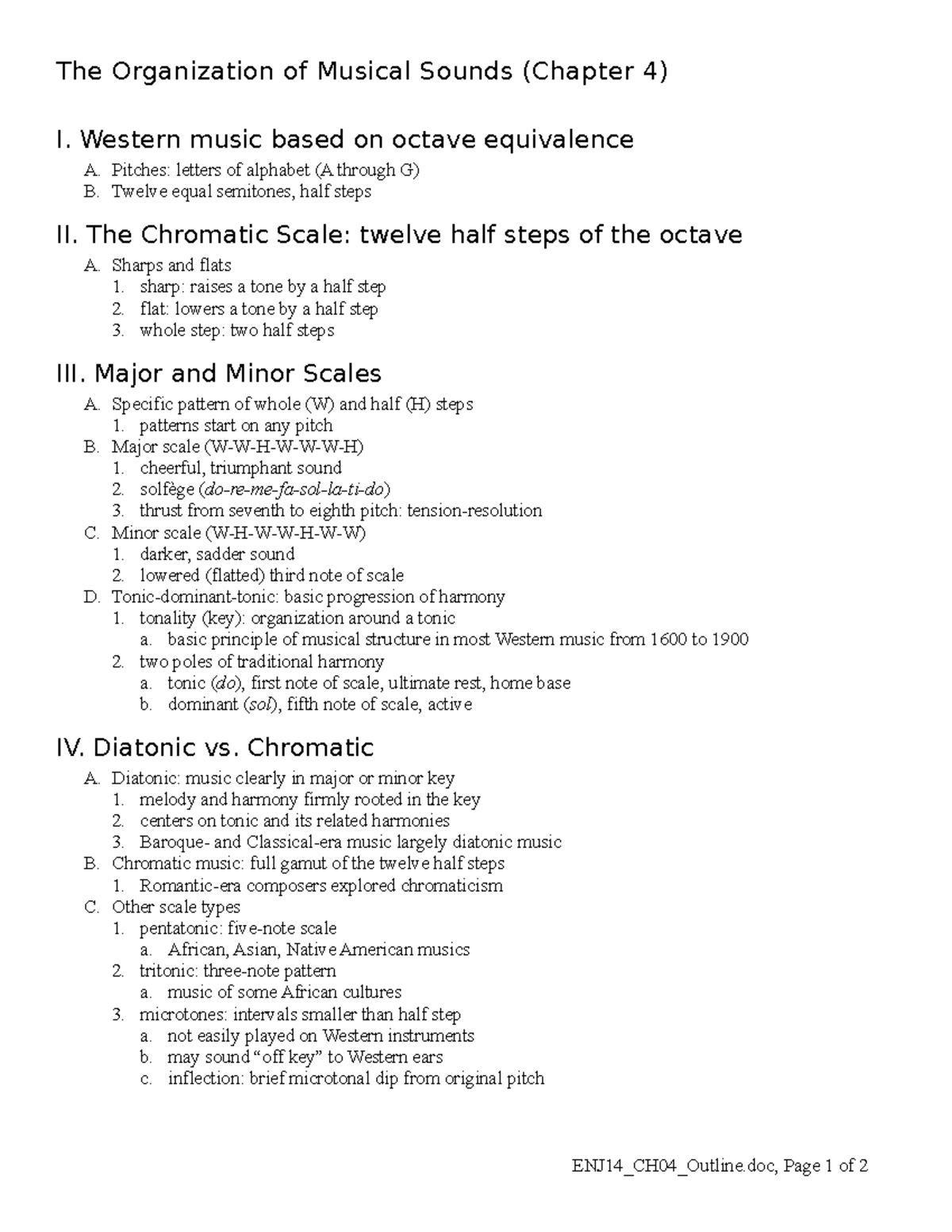 ENJ14 CH04 Outline - The Organization of Musical Sounds (Chapter 4) I ...