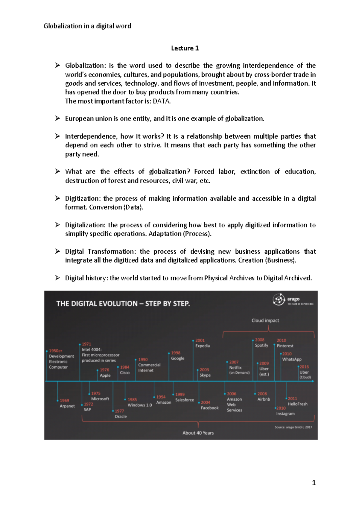 Globalization in a digital word all lectures - Lecture 1 Ø ...