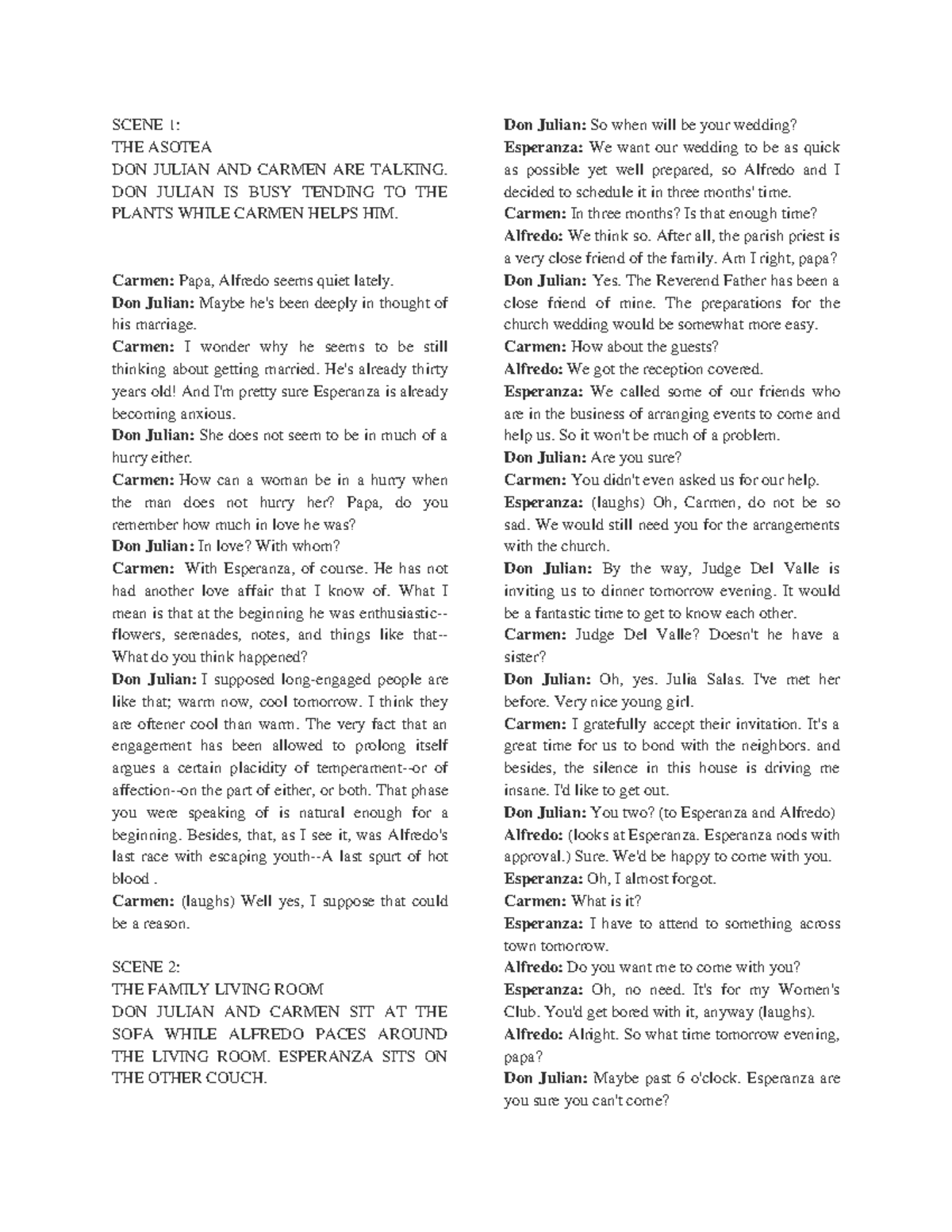 Dead Star (Script) - SCENE 1: THE ASOTEA DON JULIAN AND CARMEN ARE ...