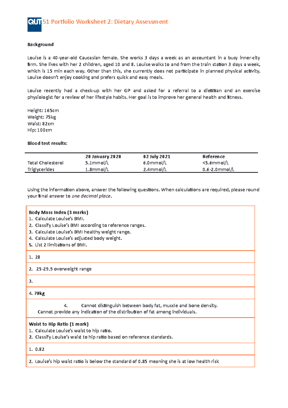 2 Template dietary assessment - XNB151 Portfolio Worksheet 2: Dietary ...