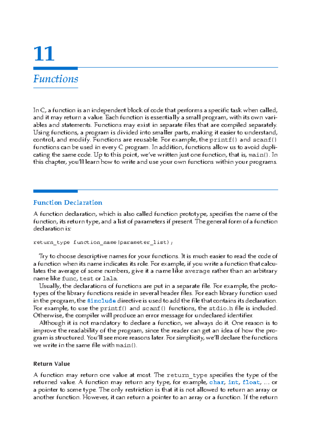 Lecture 6a - students notes - 11 Functions In C, a function is an ...