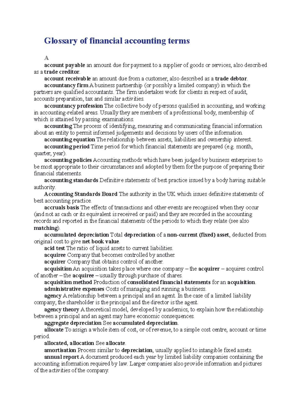 Glossary of financial accounting terms - Glossary of financial ...