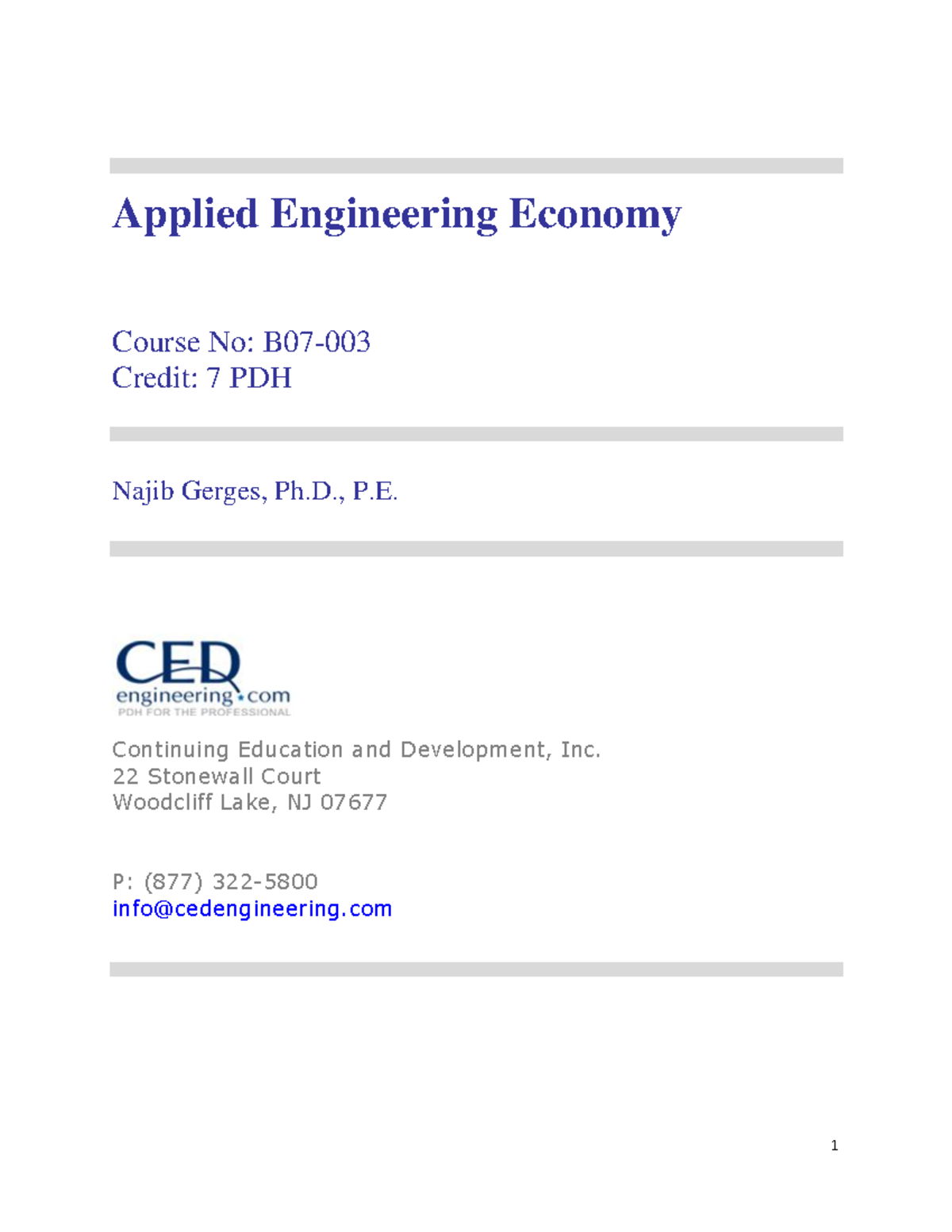 Applied Engineering Economy - Applied Engineering Economy Course No ...