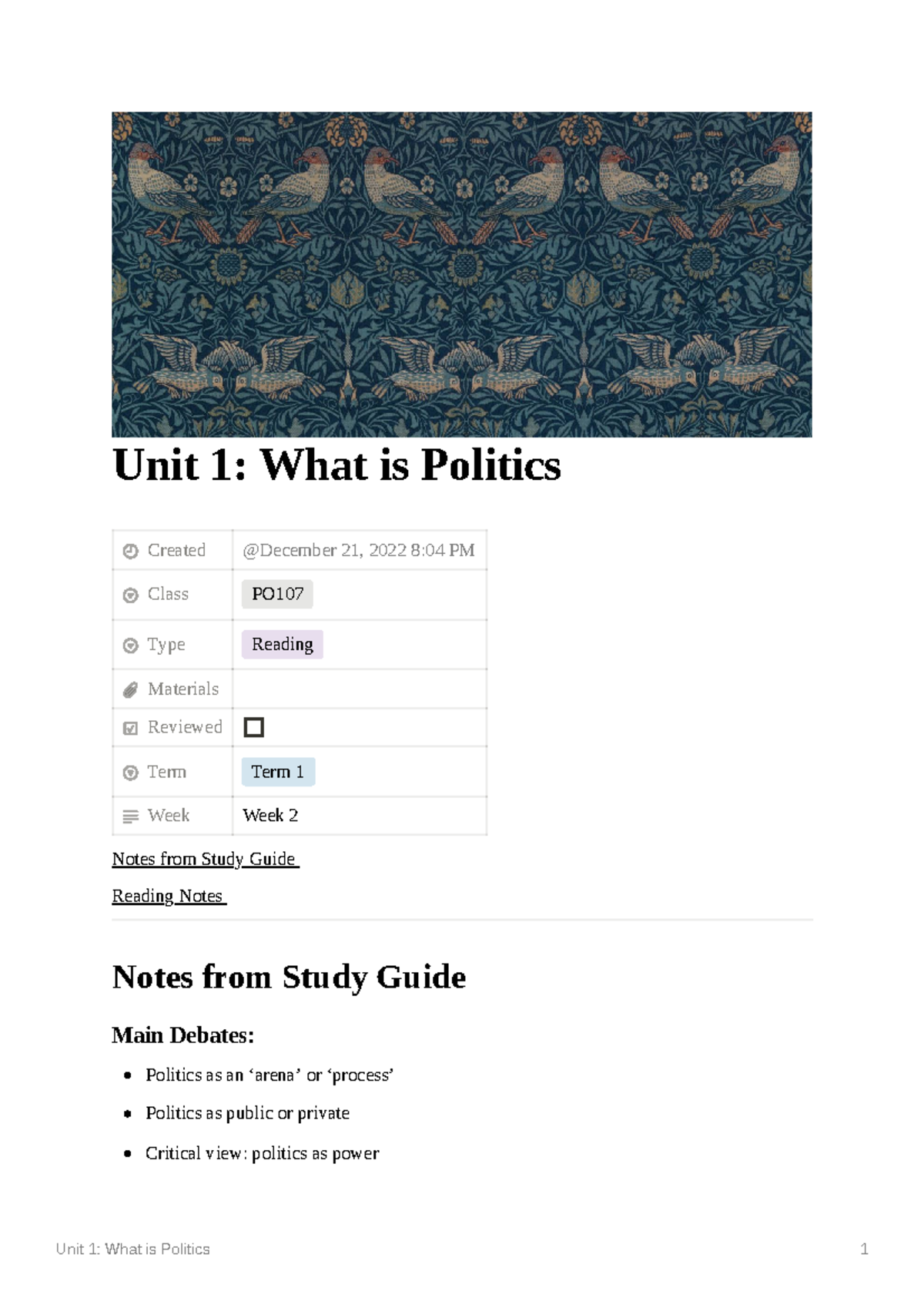 Unit 1: What is Politics - Unit 1: What is Politics Created Class PO ...