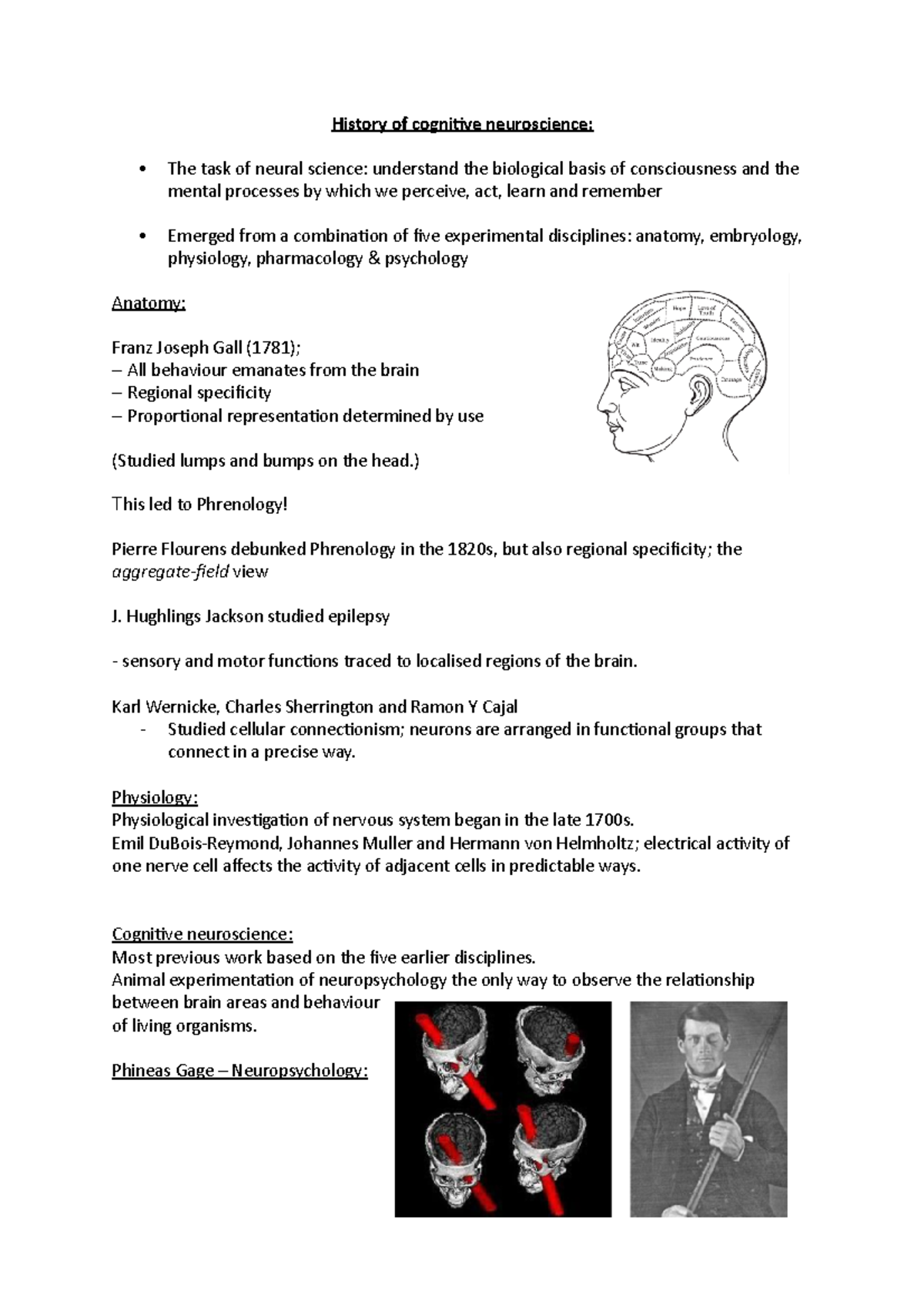 Non invasive cognitive neuroscience methods - History of cognitive neuroscience: The task of ...