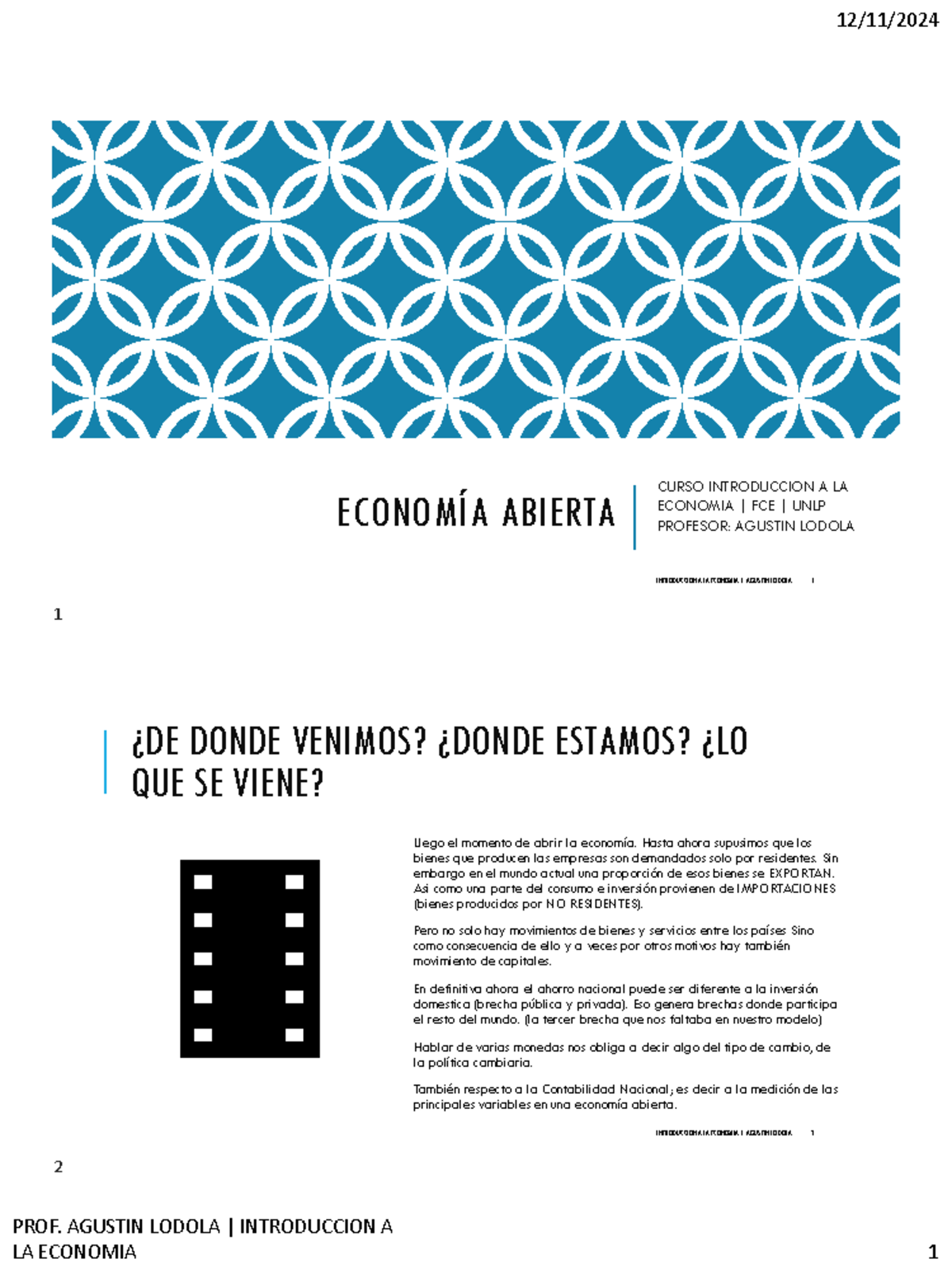 19 Economia abierta 2024 - PROF. AGUSTIN LODOLA | INTRODUCCION A ...
