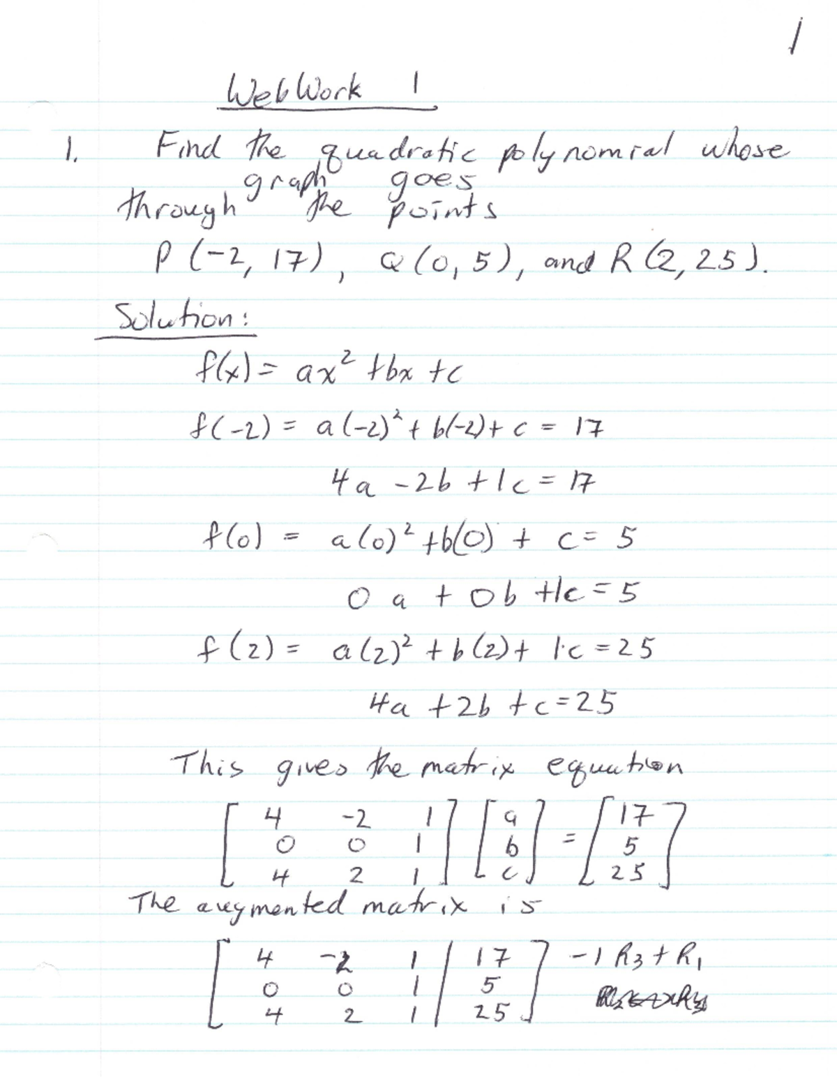 Web Work 1 Gaussian Eliminaton - MATH 204 - Studocu