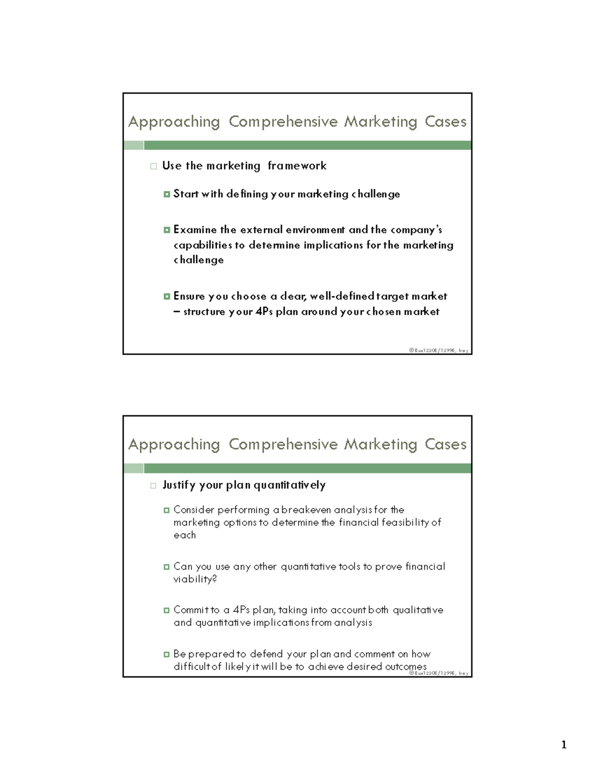 5 - Approaching Comprehensive Marketing Cases - 1 Approaching ...