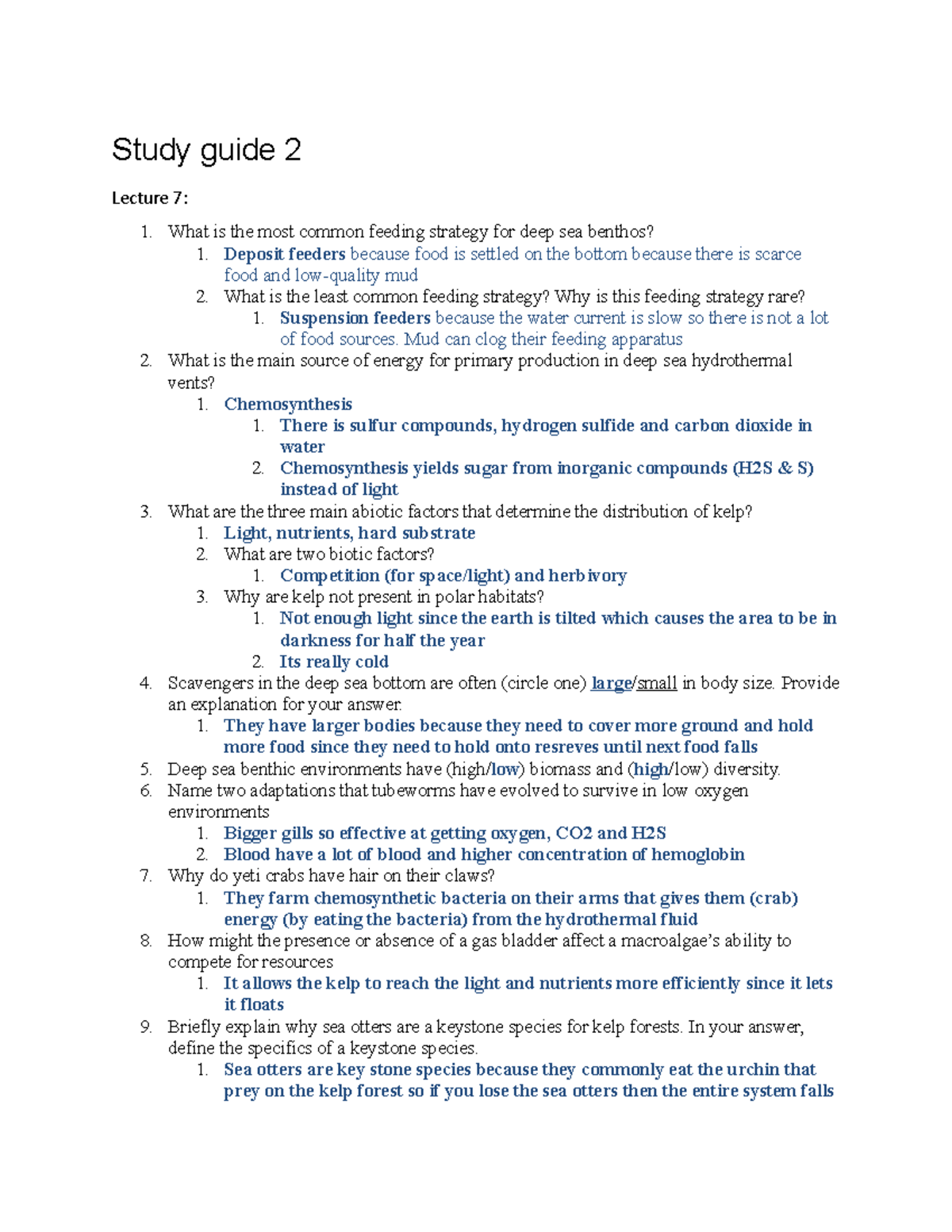 SIO 132 Study guide for midterm 2 - Study guide 2 Lecture 7: What is ...