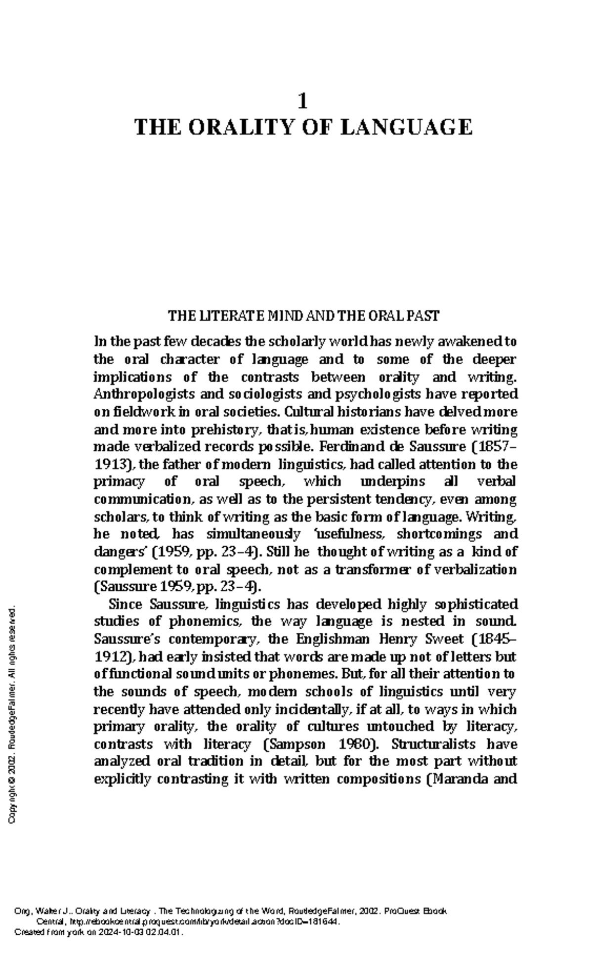 Orality and Literacy The Technologizing of the Wor... - (Pg 15 - 21 ...