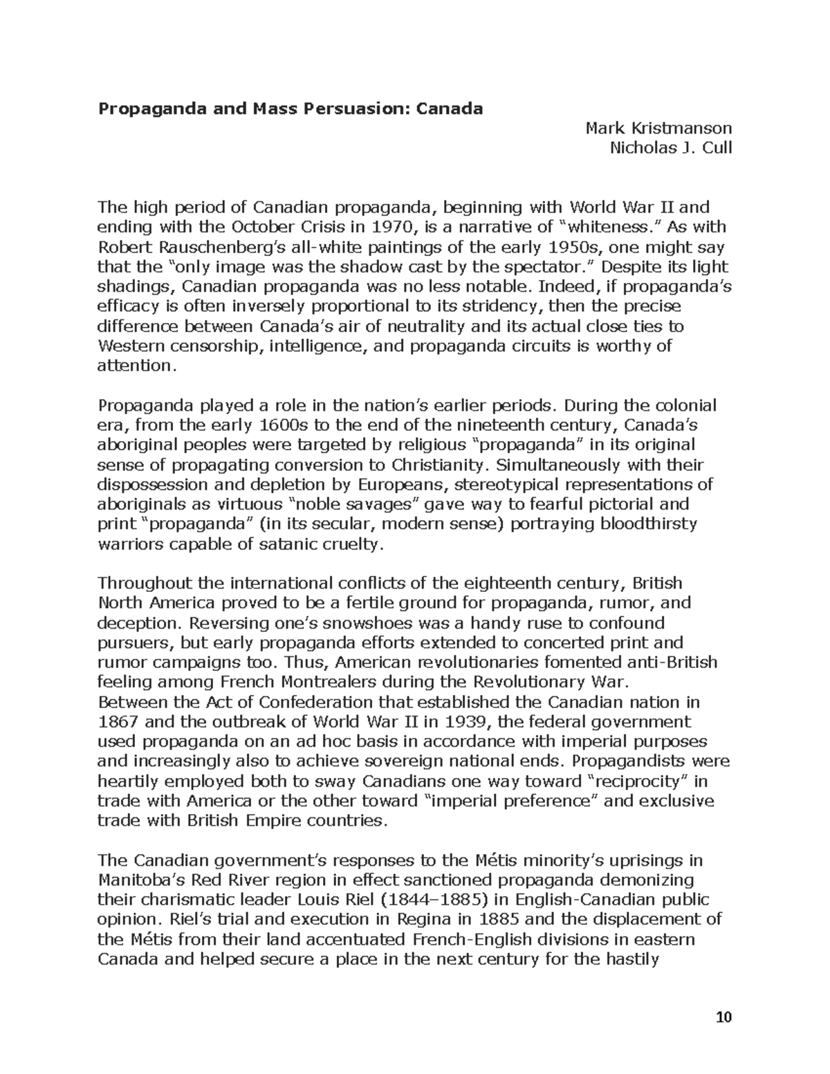 Propaganda and Mass Persuasion Canada Mark Kristmanson Nicholas J. Cull ...