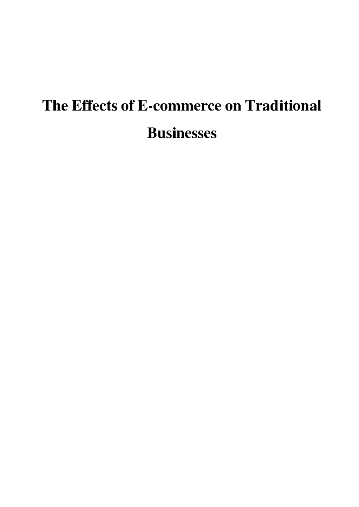 Term Paper Example - The Effects of E-commerce on Traditional ...
