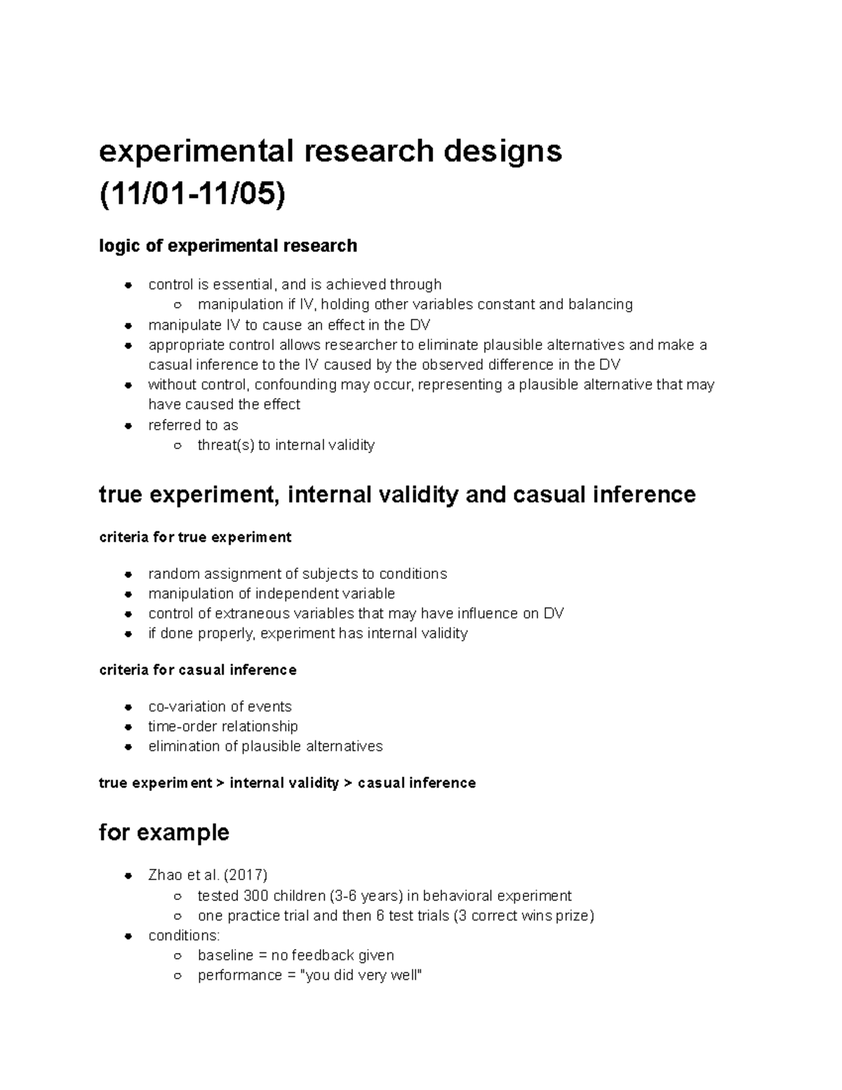 Experimental research designs - PSYCH241 - UMass Amherst - Studocu