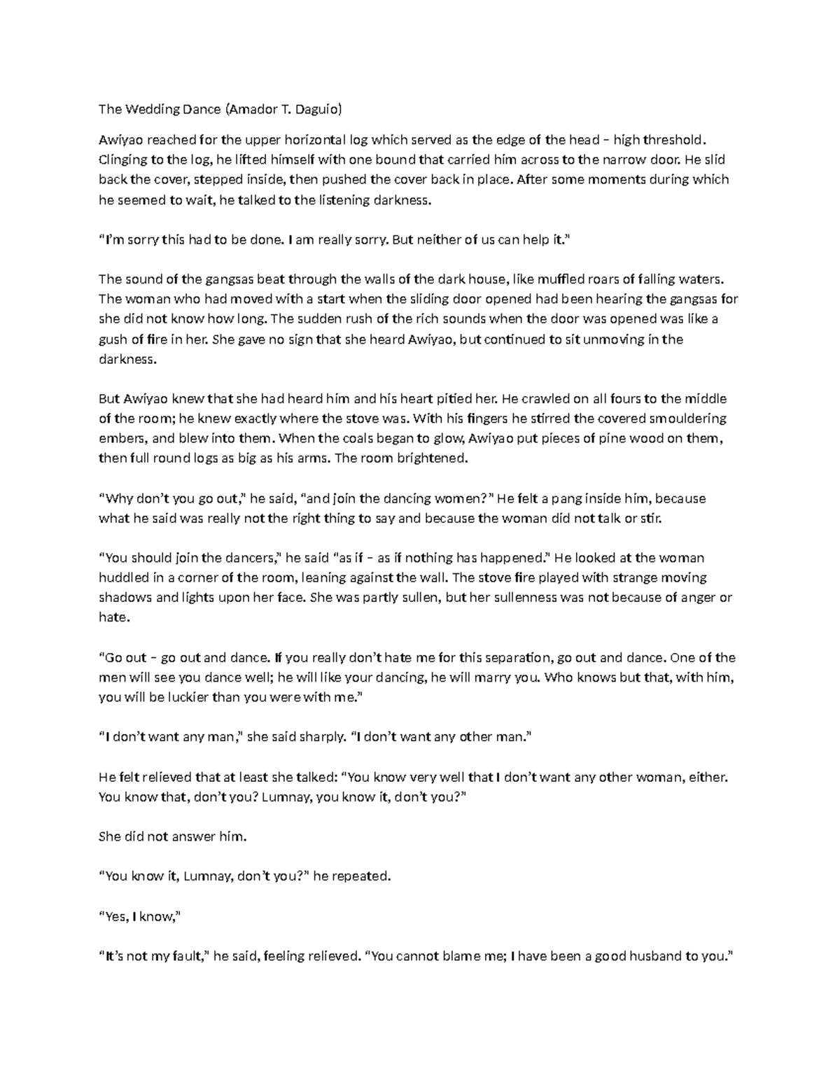 Group 3 The Wedding Dance - The Wedding Dance (Amador T. Daguio) Awiyao ...