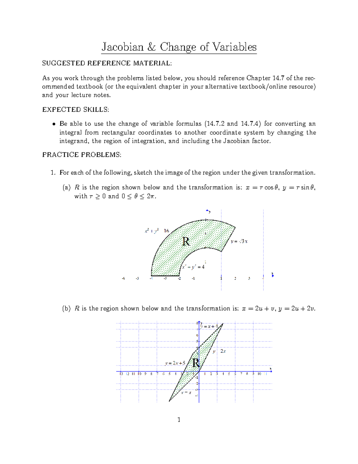 Homework 14 - Jacobian & Change of Variables SUGGESTED REFERENCE ...