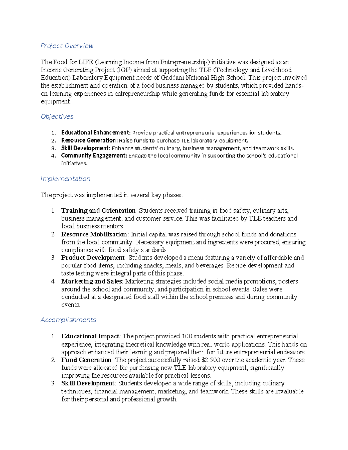 Accomplished Life in Certain Scenarios and Chances into Memories ...